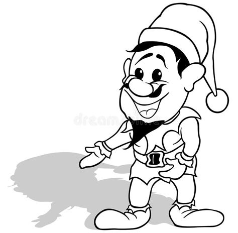 Drawing Of A Standing Dwarf With A Smile On His Face Stock Vector
