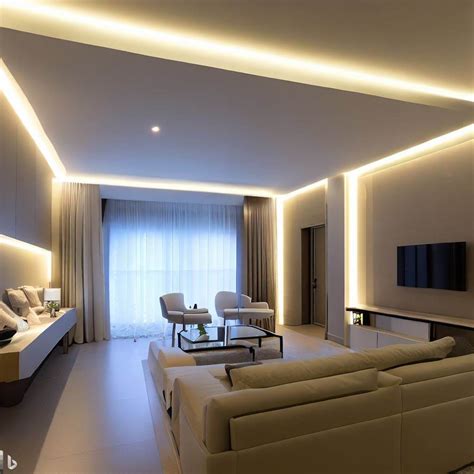 Apartment With Led Light Strip White Led Living Room Lights Ceiling