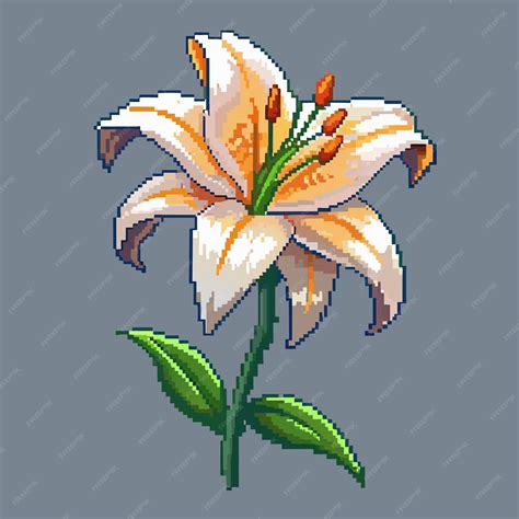 Premium Vector Pixelated A Lily With Green Leaves