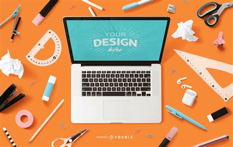 School Computer Mockup Composition Psd Editable Template