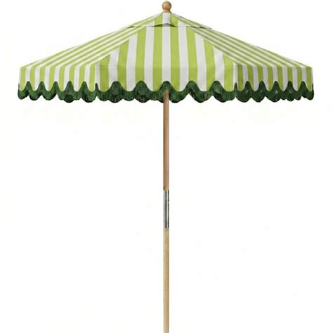 Striped Wooden Pole Market Patio Umbrella Sapgreen Stripe Mu 06