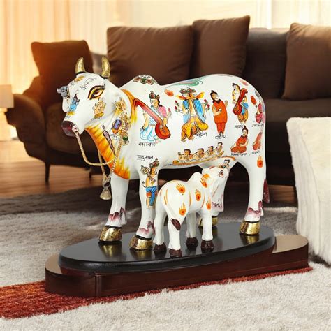 Kamdhenu Cow And Calf Statue Oxyroots Handicraft