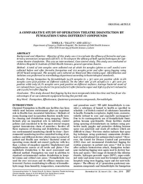 Pdf A Comparative Study Of Operation Theatre Disinfection By