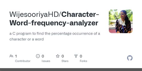 Github Wijesooriyahdcharacter Word Frequency Analyzer A C Program