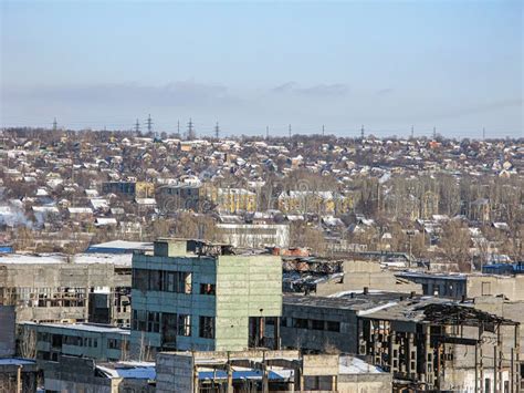 View From An Elevated Angle Shows Urban Landscape With Concretemasonry