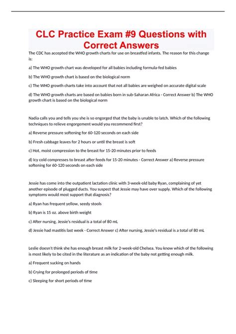 CLC Practice Exam Questions With Correct Answers CLC Stuvia US