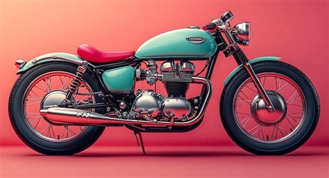 Classic Motorcycle With Red Seat Premium Ai Generated Image