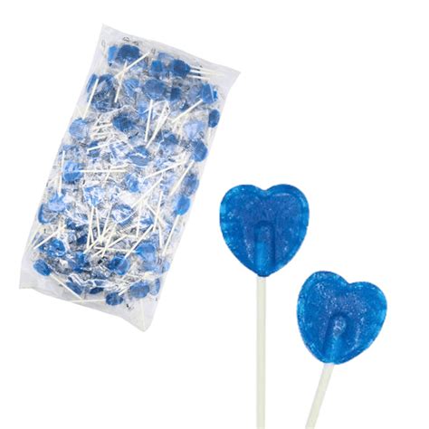 Blue Razz Heart Lollipops 1kg