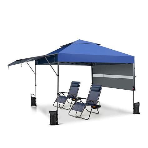 10x176 Ft Pop Up Canopy With Adjustable Dual Awnings 2 Tier Outdoor