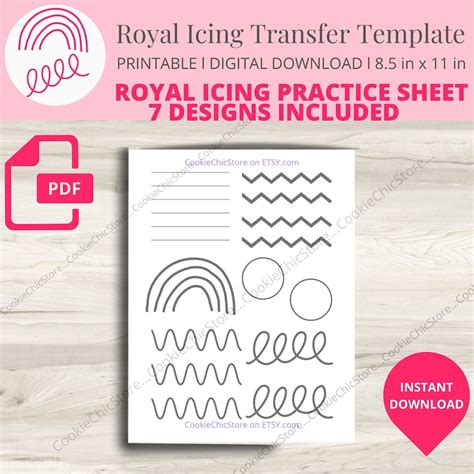 Royal Icing Piping Practice Sheet Cookie Class Practice Sheet Printable For Royal Icing Cookie