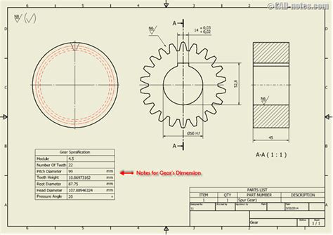 Automate Standard Additional Notes In The Drawing Gear Drawing
