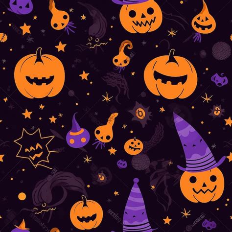 Premium Ai Image Spooky Halloween Pattern Illustration