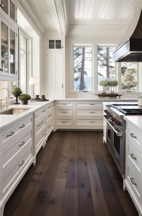 Stylish White Kitchen Cabinets Kitchen Design With Dark Wood Floors