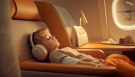 Premium Ai Image A Boy Sleeping In A Business Class Cabin