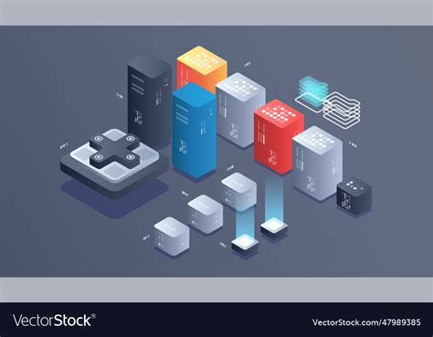 Isometric Digital Technology Web Banner Big Data Vector Image