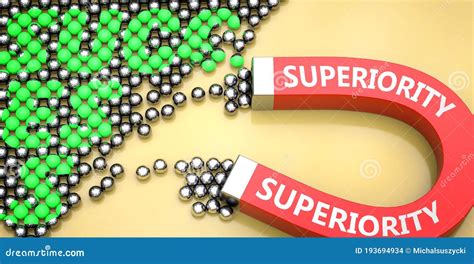 Superiority Attracts Success Pictured As Word Superiority On A Magnet