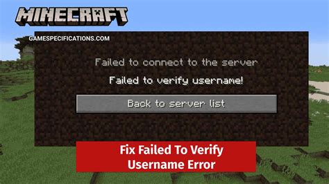 Fix Failed To Verify Username Minecraft Error Game Specifications