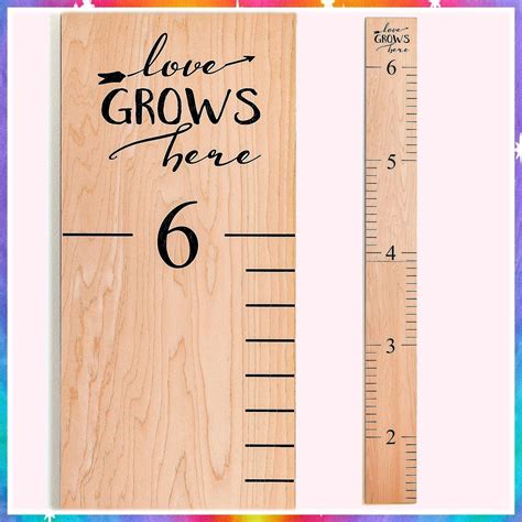 Wooden Ruler Growth Chart Love Grows Here