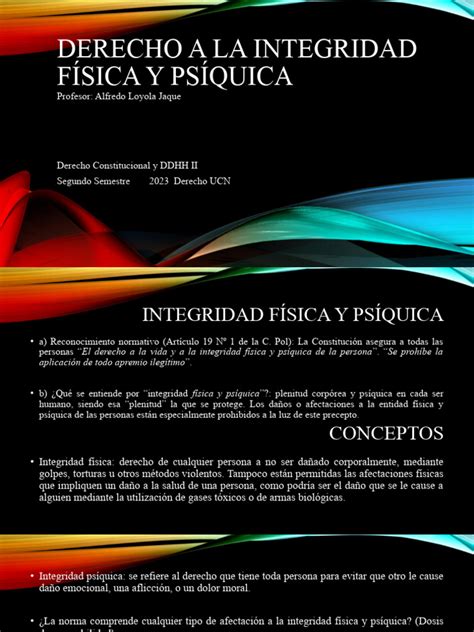 Integridad FÍsica Y PsÍquica Prof Alfredo Loyola Pdf Tortura