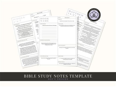 Bible Study Template Printable Study Notes Digital Download