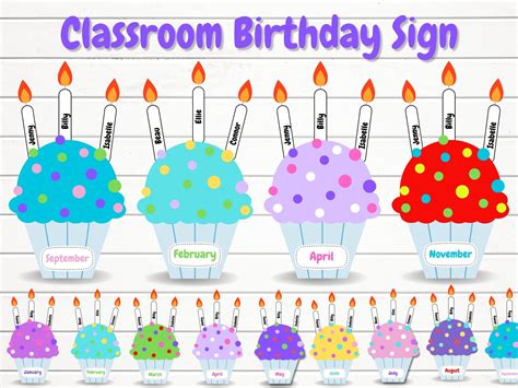Classroom Birthday Display Sign A Class Birthday Board With Etsy