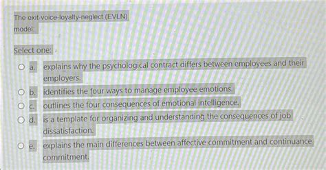Solved The Exit Voice Loyalty Neglect Evln Model Select