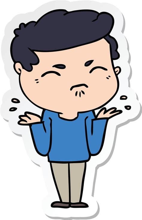 Sticker Of A Cartoon Annoyed Man 10762000 Vector Art At Vecteezy