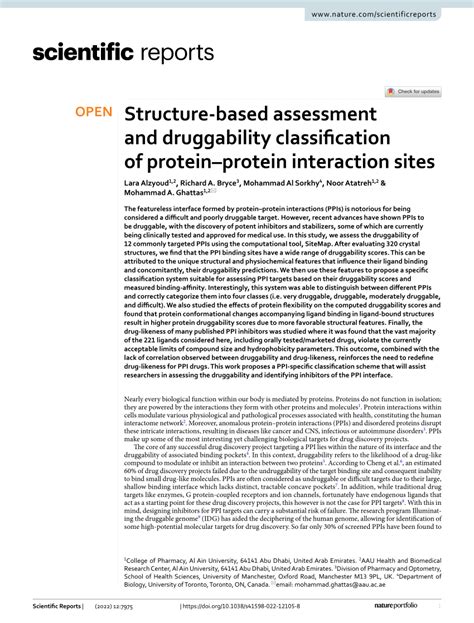 Pdf Structure Based Assessment And Druggability Classification Of