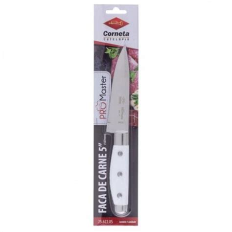 Faca De Carne Peixeira De Inox 6 Polegadas Cabo Plastico Branco Promaster Corneta Cutelaria