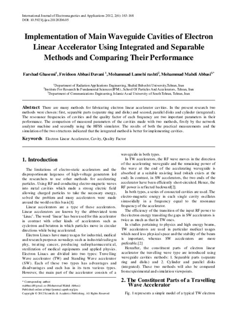 Pdf Implementation Of Main Waveguide Cavities Of Electron Linear