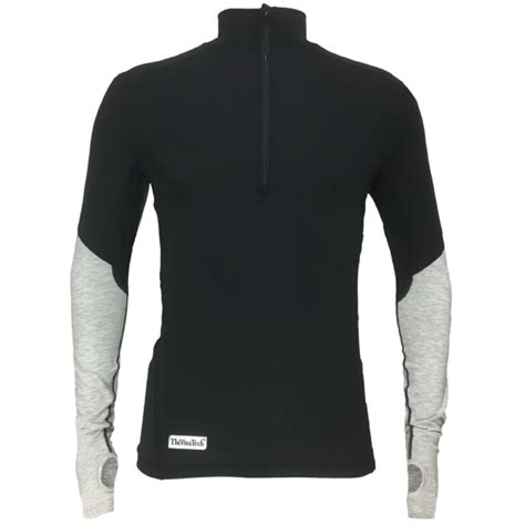 Mens 1 4 Zip Baselayer Black Marl Thermatech New Zealand
