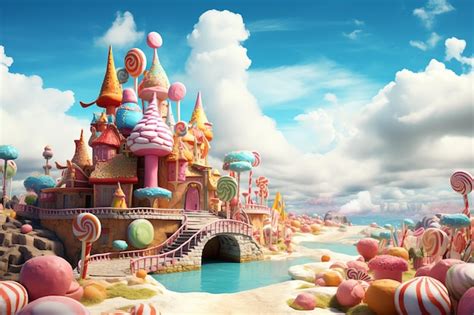 Premium Ai Image Candy Kingdom Beautiful Candyland Sweets Fairytale Background