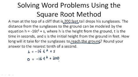 Solving Problems Using The Square Root Method Example 2 Video