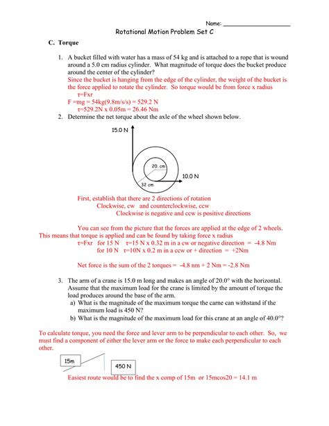 Angular Motion Problem Set C Torque Solutions Pdf