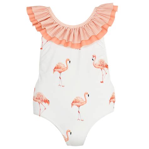 Meia Pata Girls Flamingos Cayo Coco Swimsuit White Flamingo