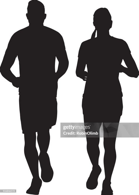 Running Man And Woman Silhouette Man And Woman Running Vector Images