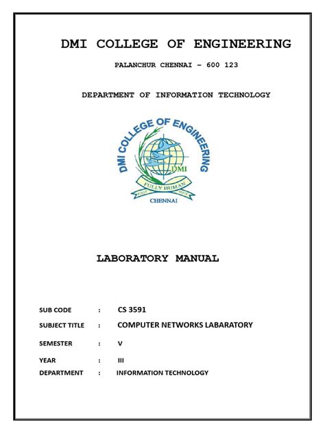 Cs3591 Computer Networks Lab Manual Finalized Pdf Computer Network