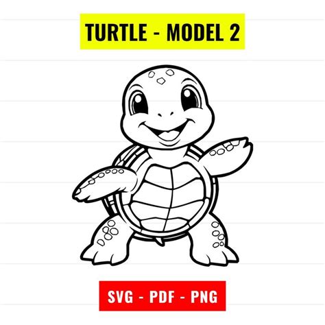 Turtle Svg Turtle Outline Svg Png Pdf Cute Turtle Vector For Cricut