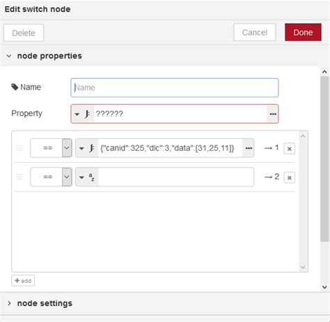 switch node und json
