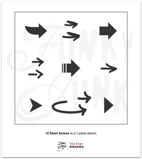 12 Short Arrows Stencil Funky Junks Old Sign Stencils