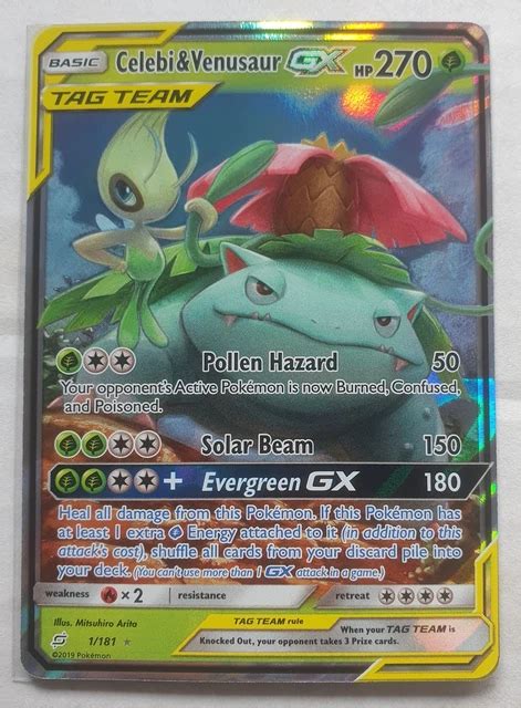 Celebi And Venusaur Gx 1 181 Ultra Rare Sm Team Up Pokemon Card 29 95 Picclick Au