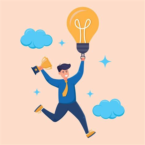Illustration Of Businessman With A Genius Idea Flying Character