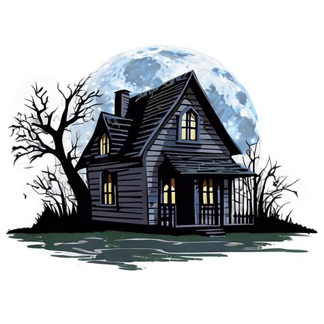 Download Haunted House Under Full Moon Png Cxj