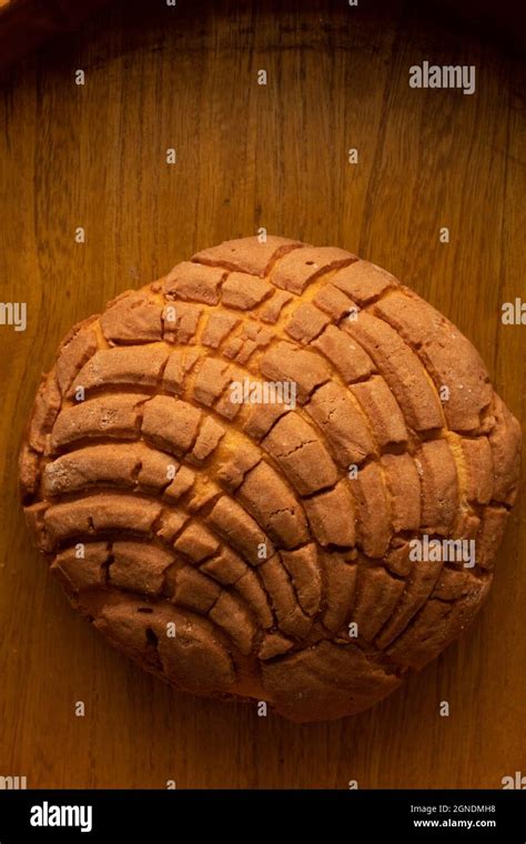Top View Of A Delicious Traditional Mexican Sweet Bread Called Concha
