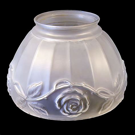 Antique Glass Lamp Shade Frosted Glass With Rose Design Reuzeit Emporium