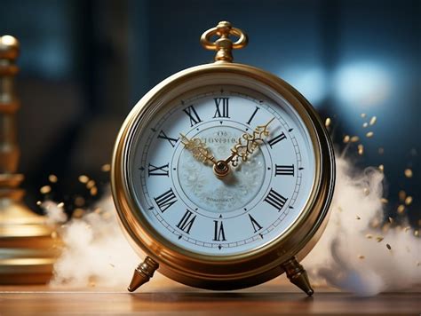 Premium Ai Image Alarm Clock On Fluffy White Clouds And Black Background