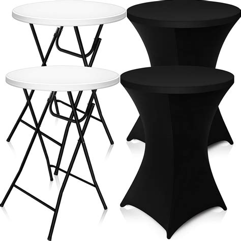 Wenqik 2 Sets 32 High Top Round Folding Cocktail Tables