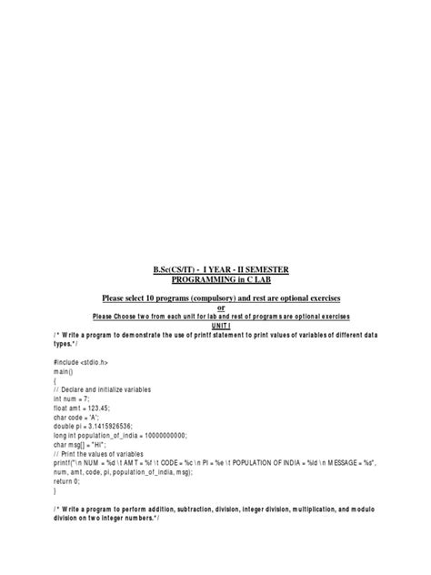 R15 16 Bsc Computer Science Sem2 3 2 108 Pdf C Programming Language Computer