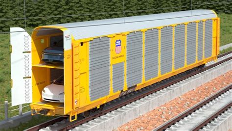 Modelo 3d Vagón De Ferrocarril Autorack Con Vagones Eléctricos