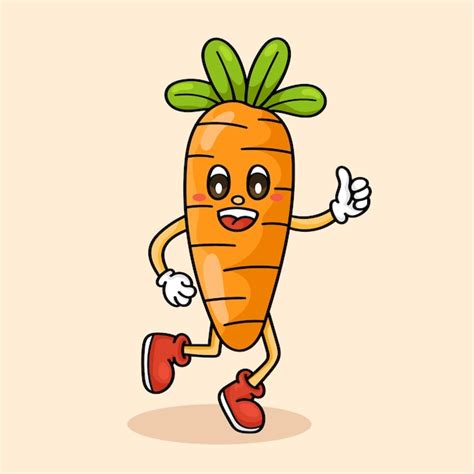 Ilustración De Dibujos Animados De Zanahoria Dibujada A Mano Vector Gratis